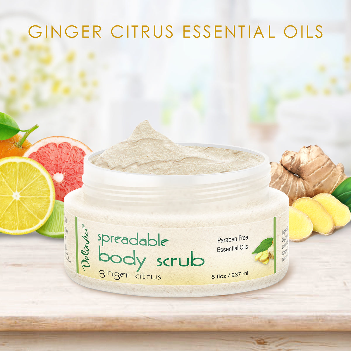 Ginger Citrus Spreadable Body Scrub – Deluvia